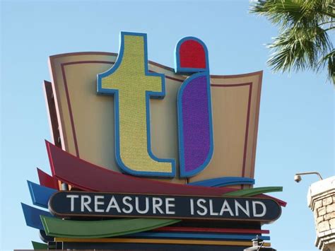 Das Neon Sign Des Treasur Treasure Island Las Vegas Ti Hotel