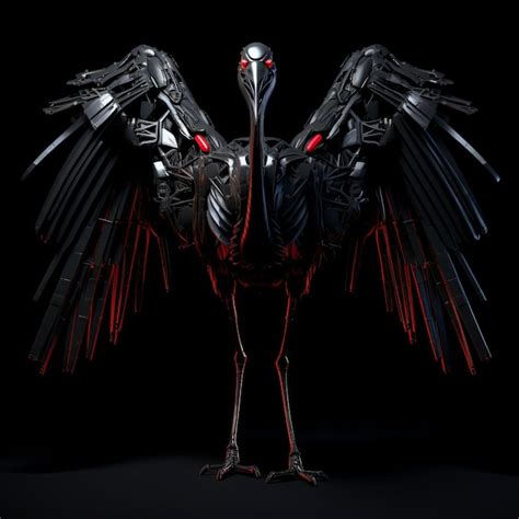 Premium Photo Dark Robotic Bird With Wings 3d Cgi Art In Angura Kei Style
