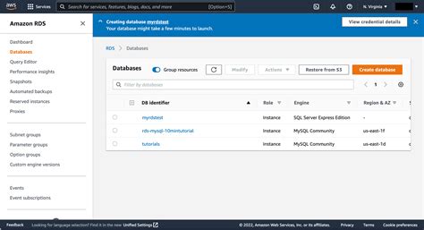 create and connect to a microsoft sql server database with amazon rds