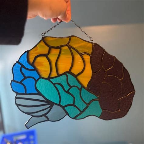 Brain Digital Stained Glass Pattern Includes Printable Pages And