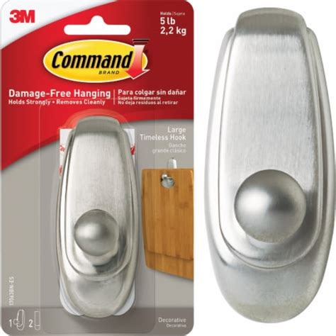 Command™ Timeless Hook Large Brushed Nickel 1 Hook 2 Strips In A