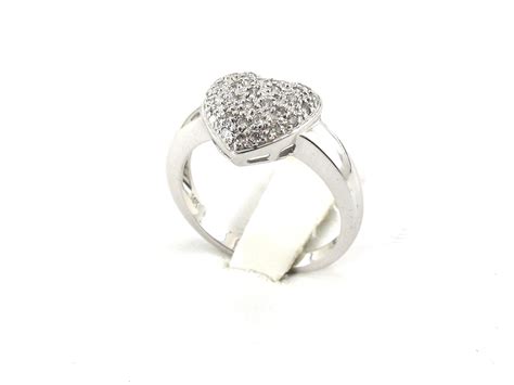 14k White Gold Diamond Heart Ring Size 7 12 Ebay