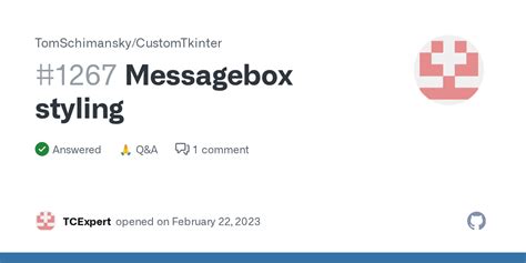 Messagebox Styling · Tomschimansky Customtkinter · Discussion 1267 · Github