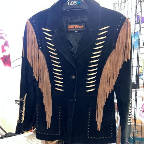 3b West Jackets And Coats Gorgeous Black Suede Fringed Coat Western