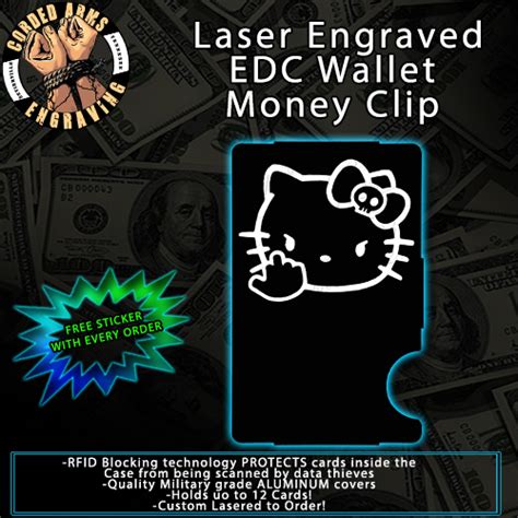 Fu Hello Kitty Laser Engraved Edc Money Clip Credit Card Wallet