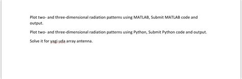 solved plot two and three dimensional radiation patterns