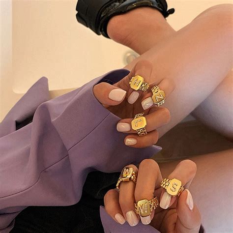 Chunky Gold Initial Ring Pineal Vision Jewelry