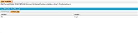Sosl Query Salesforce Example In Developer Console