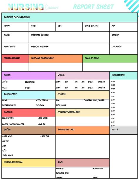 Nurse Report Sheet Day And Night Nursing Report Sheet Rounding Sheet Etsy