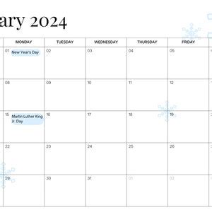Printable Monthly Calendar Usa Holidays And Observances Colorfull Etsy