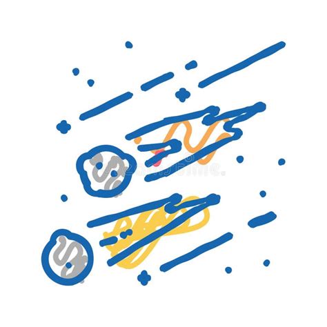 Falling Meteors Color Icon Vector Flat Illustration Stock Illustration