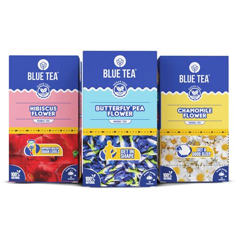 Assorted Herbal Tea Combo Pack Variety Of Wellness Blends Blue Tea