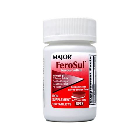 Major Ferosul 325mg Herbal Iron Supplement Easy To Swallow Red Tablets