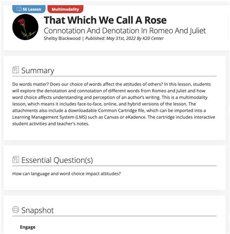 That Which We Call A Rose Connotation And Denotation In Romeo And