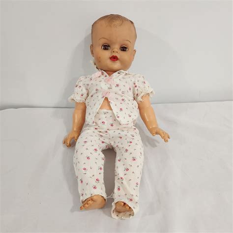 Vintage 1960s Dee Cee Blinking Eye Doll 19 Inch Hard Body Brown Eyes Molded Short Hair