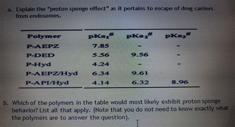 Solved A Explain The Proton Sponge Effect” As It Pertains