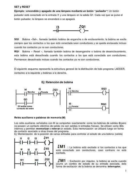 Plc Set Y Reset Temporizadorespdf Relé Electrónica