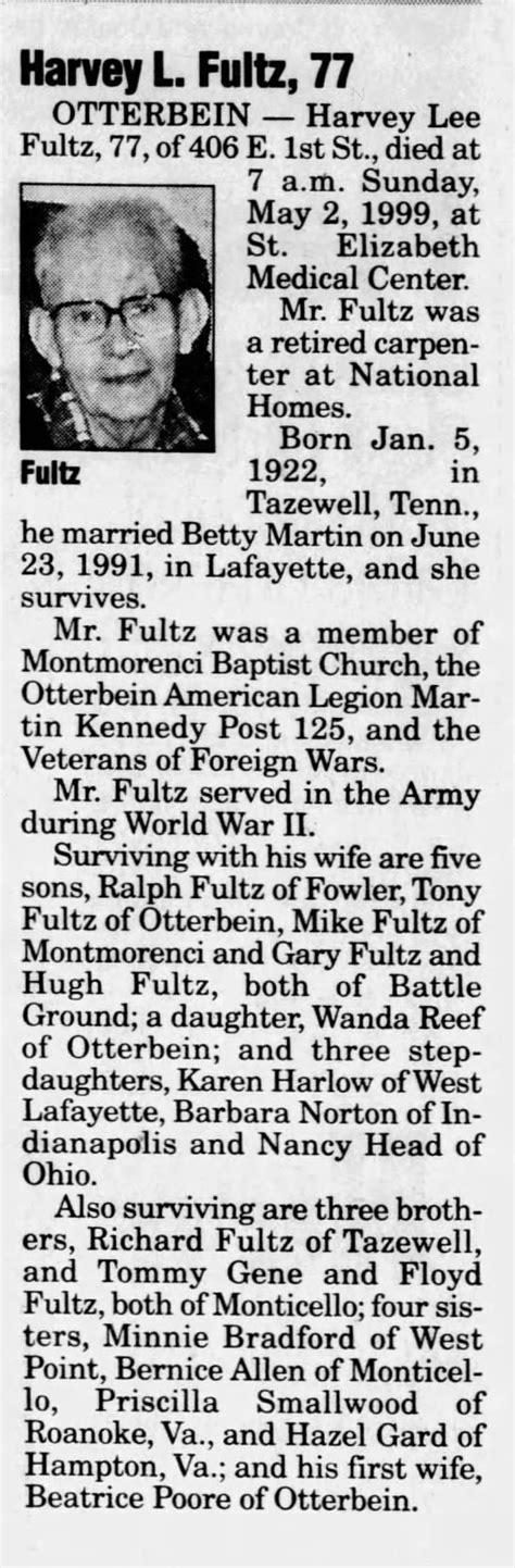 Harvey Lee Fultz 1922 1999 Find A Grave Memorial