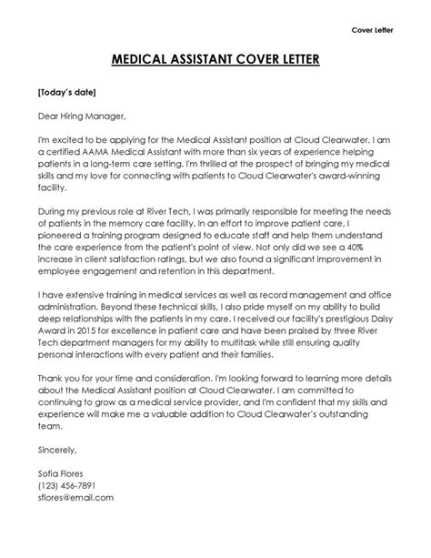 Medical Assistant Cover Letter Examples Templates
