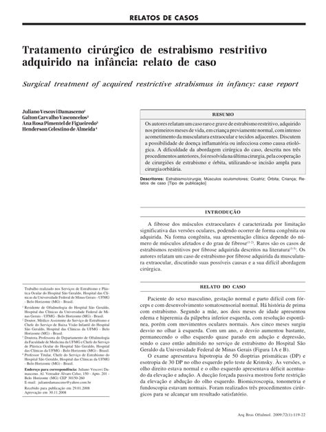 Pdf Surgical Treatment Of Acquired Restrictive Strabismus In Infancy Case Report