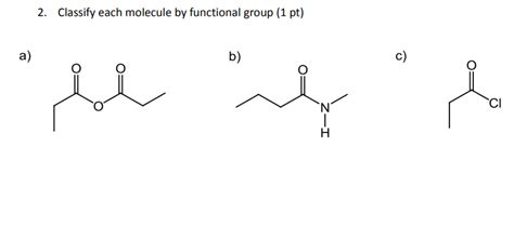 solved 2 classify each molecule by functional group 1 pt