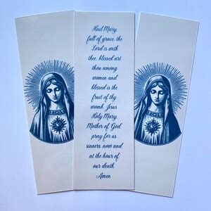 Hail Mary Bookmark Mother Mary Bookmark Catholic Bookmark