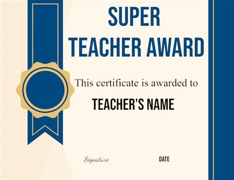 Best Teacher Certificate Printable