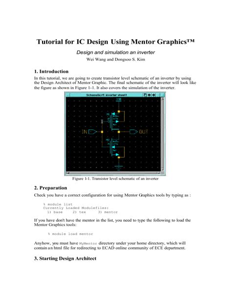 Ic Design Tutorial Inverter Simulation With Mentor Graphics