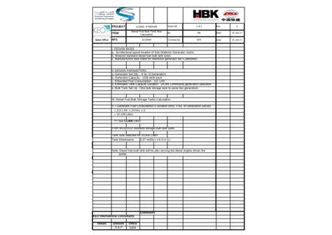 Nerator Diesel Fuel Calculation Pdf