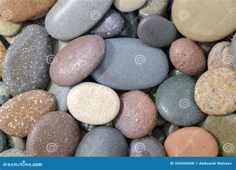Smooth Round Wet Pebbles Texture Background Pebble Sea Beach Close Up