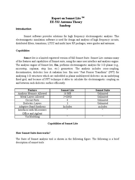 Sonnet Lite Tm Final Pdf Physics Electricity