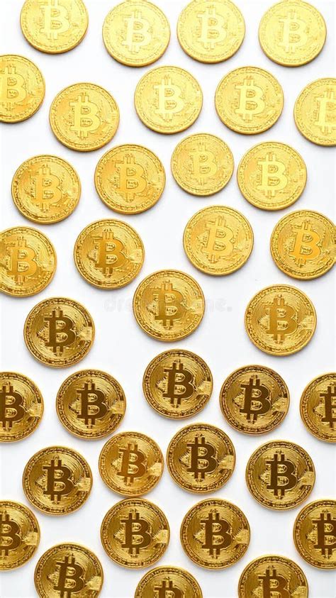 Bitcoins Isolated On White Top View Digital Currency Stock