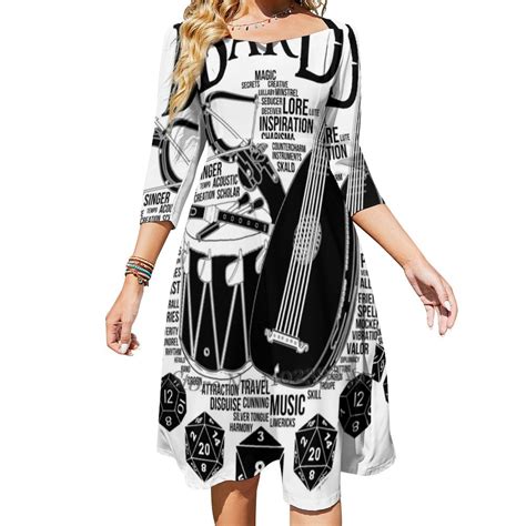 Rpg Class Series Bard Black Version Flare Dress Square Neck Dress