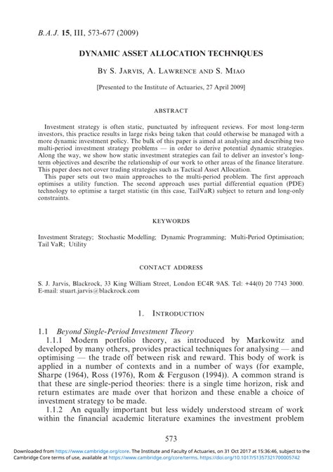 Pdf Dynamic Asset Allocation Techniques