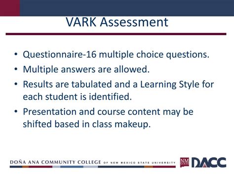 Ppt Using The Vark Tool For Online Assessment Activities Powerpoint