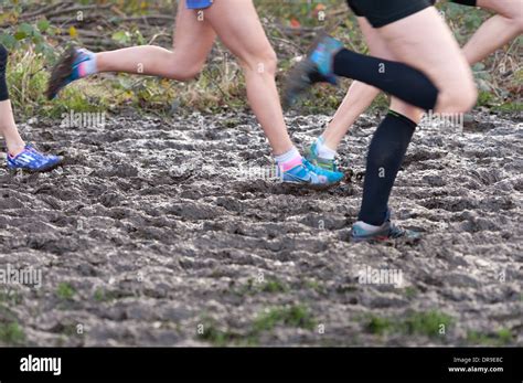 Squelchy Slippery Muddy Footpath With Lots Of Runners Striding Through
