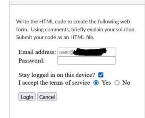 Solved Write The Html Code To Create The Following Web Form