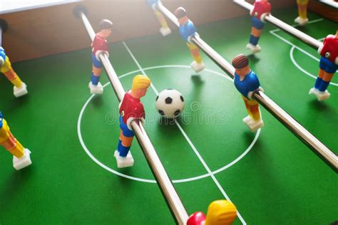 Close Up View Of A Table Football Game In Progress Stock Image Image