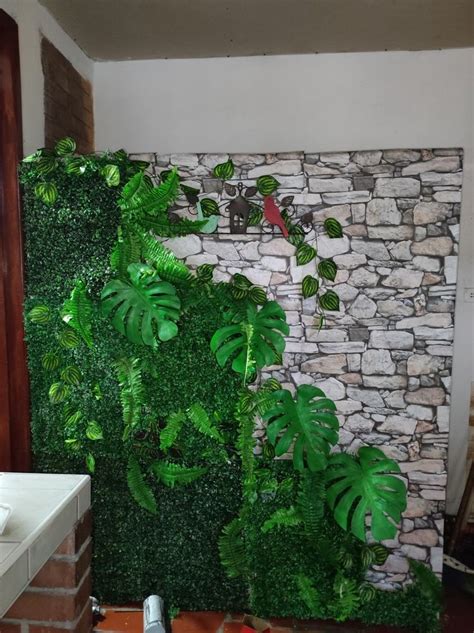 Pared Decorada Con Plantas Artificiales Decoracion Con Plantas Artificiales Decoración De
