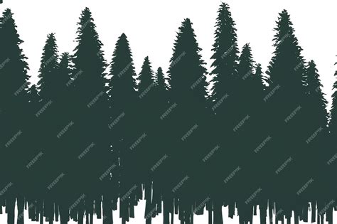 Free Vector Silhouette Of Pine Forest With Small And Tall Evergreen