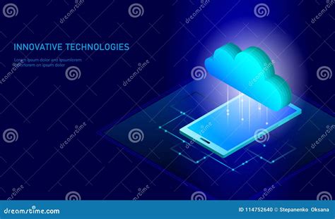 Cloud Computing Online Storage Isometric Smartphone Big Data Information Future Modern Internet