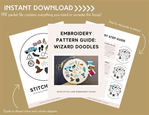 Wizard Magic Doodles Embroidery Pattern Beginning Pattern With Step By Step Directions