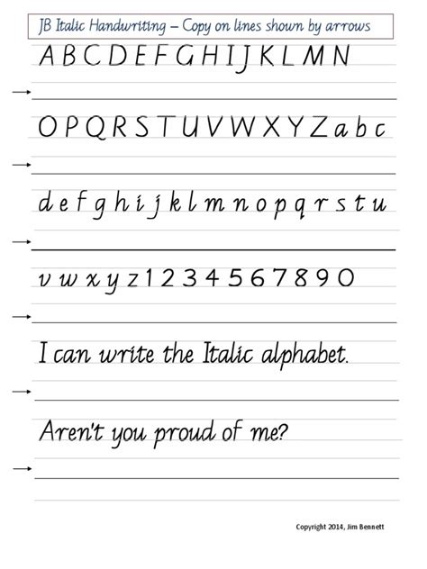 Italic Handwriting Practice Sheet Pdf
