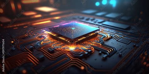 Futuristic High Tech Cpu Colorful Abstract Circuit Board Design