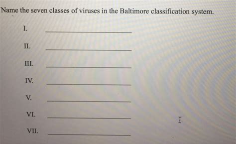 Solved Name The Seven Classes Of Viruses In The Baltimore