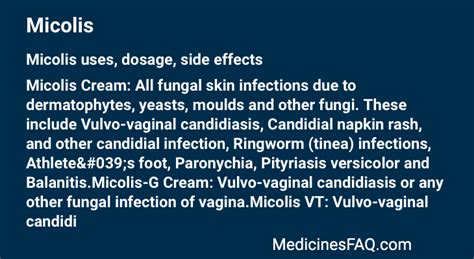 Micolis Uses Dosage Side Effects Food Interaction And Faq