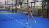 Girl Serve Ball Guy People Team Playing Padel Tennis Outdoor Court