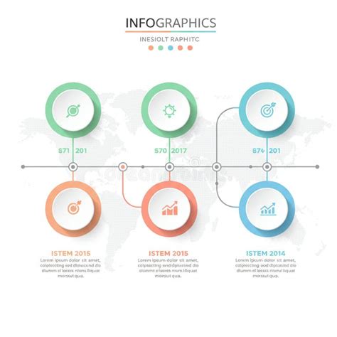 Timeline Infographic Featuring Five Circular Icons With Shadow Effects