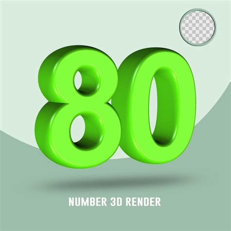 Premium Psd 3d Render Number 80 Light Green Color