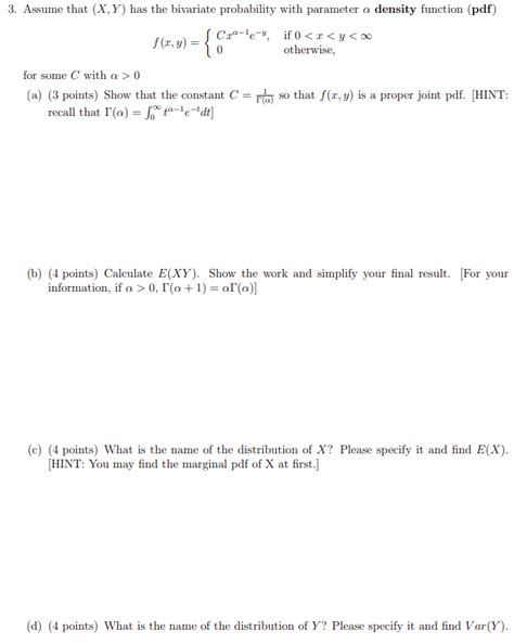Solved Assume That Xy ﻿has The Bivariate Probability With